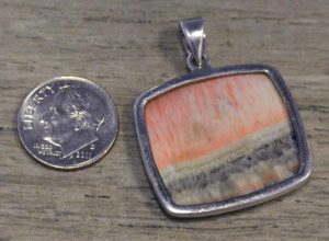 handmade pink + gray BARITE and .925 sterling silver pendant - Jewelry ...