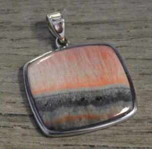 handmade pink + gray BARITE and .925 sterling silver pendant - Jewelry ...