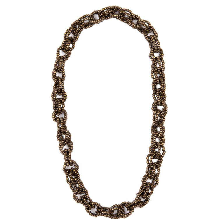 Gray Beaded Link Chain Necklace - Jewelry by Glassando