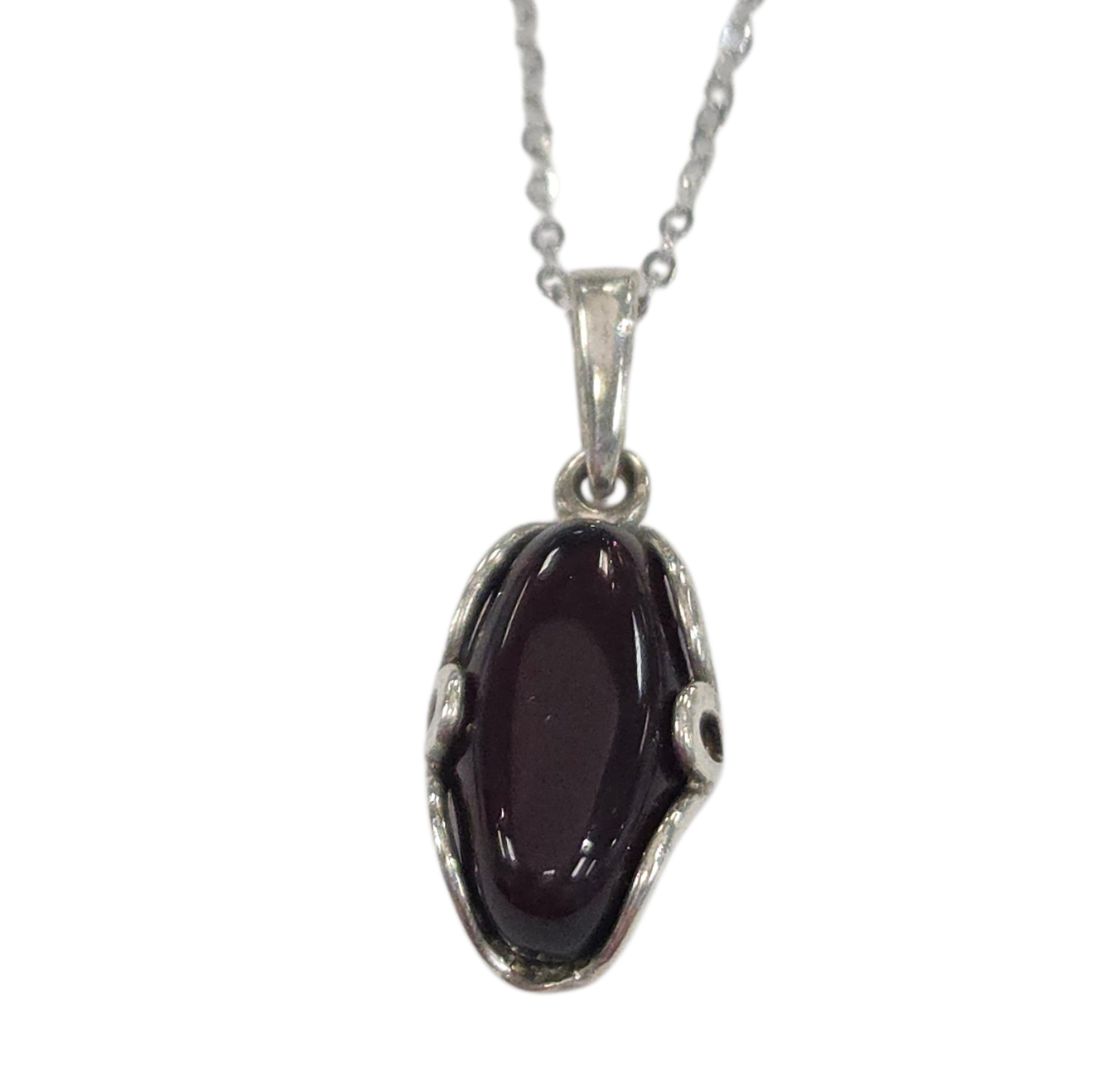 Sterling Silver and Baltic Cherry Amber Necklace - Jewelry by Glassando