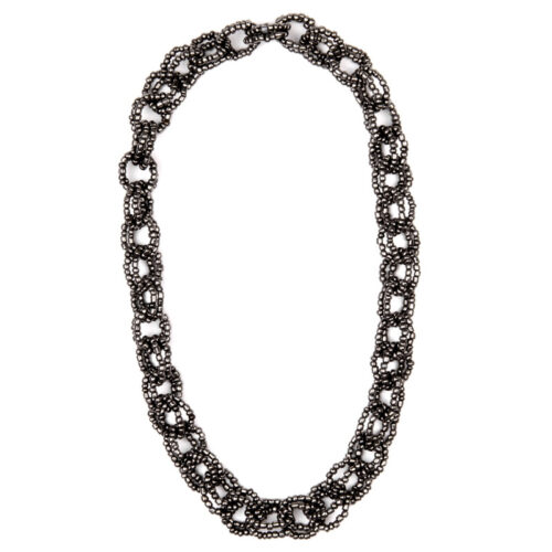 Gray Beaded Link Chain Necklace - Jewelry by Glassando