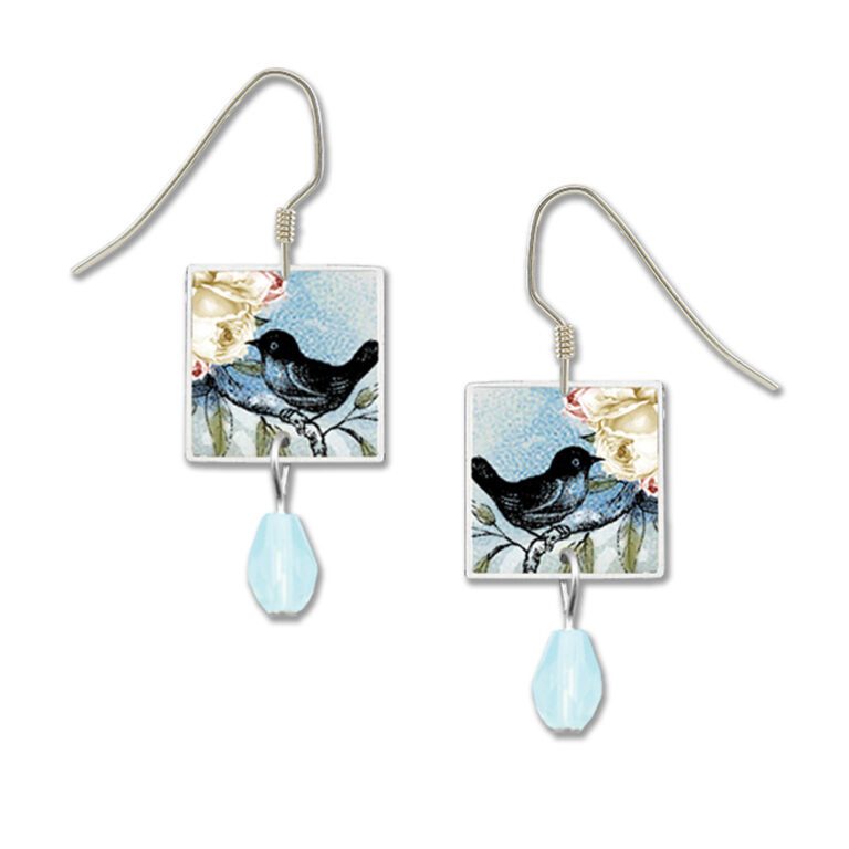Black and Blue Bird Earrings by Lemon Tree for Left Hand Studios ...