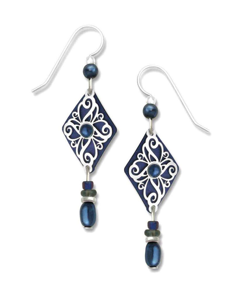 Dark Blue Filigree Earrings with beaded drop from Adajio earrings by ...